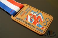 China Custom Soft Enamel Sports Medals 80mm Antique Gold Finish Zinc Alloy with Woven Ribbon for sale