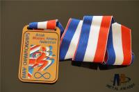 China Custom Soft Enamel Sports Medals 80mm Antique Gold Finish Zinc Alloy with Woven Ribbon for sale