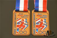 China Custom Soft Enamel Sports Medals 80mm Antique Gold Finish Zinc Alloy with Woven Ribbon for sale