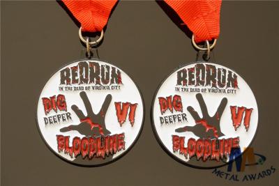 China Custom Black Nickel Award Medals with Woven Ribbon for Clubs 50mm for sale