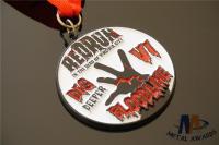 China Custom Black Nickel Award Medals with Woven Ribbon for Clubs 50mm for sale