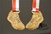 China Custom 3D Mold Medals Personalized Shoes Shape Medals Antique Gold Finish 60mm for sale