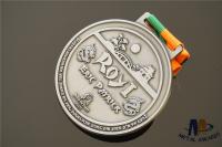 China Custom Dragon Engraved Medals Antique Silver Plated 60mm with Woven Ribbon for sale