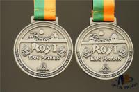 China Custom Dragon Engraved Medals Antique Silver Plated 60mm with Woven Ribbon for sale