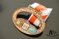 China Custom Die Cast Zinc Alloy Sports Medals 80mm Antique Copper Plated Oval Shape for sale