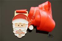China Custom Die Casting Zinc Alloy Santa Relief Medal 70mm 3mm Soft Enamel Smooth Back for sale