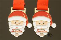 China Custom Die Casting Zinc Alloy Santa Relief Medal 70mm 3mm Soft Enamel Smooth Back for sale