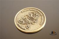 China Custom Iron Challenge Coins Antique Gold Crown Animal Design Velvet Pouch 40mm for sale