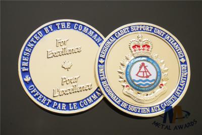 China Custom Soft Enamel Challenge Coins with Epoxy Cover Shiny Gold Plating 40mm for sale
