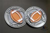 China Custom Football Championship Coin Two Sides Design Soft Enamel 1.5 Inch Brass for sale