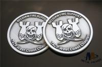 China Custom Antique Silver Plated Skull Relief Souvenir Coins 40mm Zinc Alloy Die Struck for sale