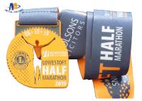 China Custom Round Sports Medals 80mm Zinc Alloy Soft Enamel with Heat Transfer Ribbon for sale