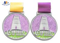China Custom Soft Enamel Glitter Filled Award Medals 50mm Embossed Logo Business Gift for sale