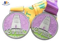 China Custom Soft Enamel Glitter Filled Award Medals 50mm Embossed Logo Business Gift for sale