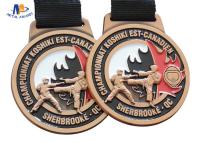 China Custom 3D Relief Soft Enamel Award Medals 60mm Antique Copper Plating with Black Woven Ribbon for sale