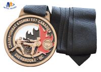 China Custom 3D Relief Soft Enamel Award Medals 60mm Antique Copper Plating with Black Woven Ribbon for sale