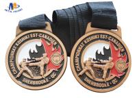 China Custom 3D Relief Soft Enamel Award Medals 60mm Antique Copper Plating with Black Woven Ribbon for sale