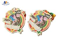 China Custom Zinc Alloy Carnival Medals 88.9mm with Soft Enamel and Woven Ribbon for sale