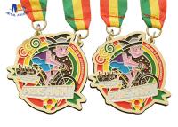 China Custom Zinc Alloy Carnival Medals 88.9mm with Soft Enamel and Woven Ribbon for sale