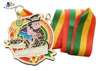 China Custom Zinc Alloy Carnival Medals 88.9mm with Soft Enamel and Woven Ribbon for sale