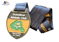 China Custom Egg Shape Sports Medals Antique Gold Plating 65mm 3mm for 5K Running Clubs for sale