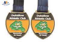 China Custom Egg Shape Sports Medals Antique Gold Plating 65mm 3mm for 5K Running Clubs for sale