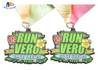 China Custom Die Cast 5K Race Medals 50mm Black Nickel Plating with Sublimated Ribbon for sale