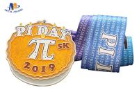 China Custom Die Cast Marathon Medal 50mm with Heat Transfer Ribbon Glitter Filled 5K for sale