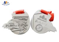 China Custom Sports Medals 70mm Antique Silver Plating Running Race Medals with Woven Ribbon for sale
