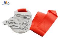 China Custom Sports Medals 70mm Antique Silver Plating Running Race Medals with Woven Ribbon for sale
