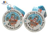 China Custom Race Medals Spray White with Sublimated Ribbon 76.2mm Zinc Alloy for sale