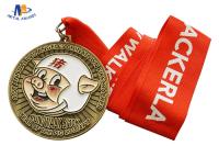 China 5K Running Race Medal with Pig Relief Antique Gold Plating 76.2mm Both Side Design for sale