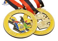 China Custom Carnival Medals Shiny Brass Plating Soft Enamel 80mm 2.5mm with 2 Eyes for sale