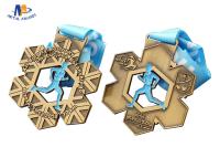 China Custom Die Cast Sport Medals 10K Round Shape with Ribbon 50mm for sale