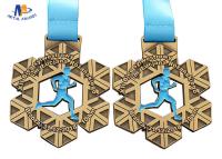China Custom Die Cast Sport Medals 10K Round Shape with Ribbon 50mm for sale
