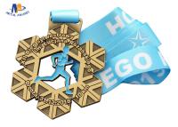 China Custom Die Cast Sport Medals 10K Round Shape with Ribbon 50mm for sale