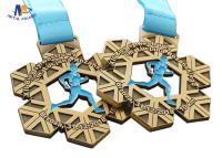 China Custom Die Cast Sport Medals 10K Round Shape with Ribbon 50mm for sale