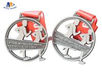 China Custom Die Cast Marathon Medals 80mm Zinc Alloy Antique Silver Plating with Heat Transfer Ribbon for sale