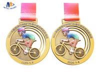 China Stock Riding Medals Antique Brass Plating Colorful Printing 65mm 3D Cut Out with Ribbon for sale