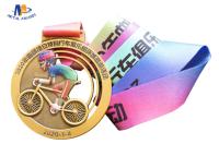 China Stock Riding Medals Antique Brass Plating Colorful Printing 65mm 3D Cut Out with Ribbon for sale