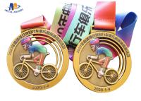 China Stock Riding Medals Antique Brass Plating Colorful Printing 65mm 3D Cut Out with Ribbon for sale