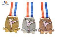 China Zinc Alloy Sports Medals 70mm Antique Gold Plating Soft Enamel Dancing Stock Awards for sale