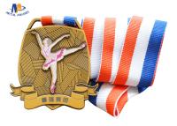 China Zinc Alloy Sports Medals 70mm Antique Gold Plating Soft Enamel Dancing Stock Awards for sale