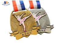 China Zinc Alloy Sports Medals 70mm Antique Gold Plating Soft Enamel Dancing Stock Awards for sale