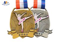China Zinc Alloy Sports Medals 70mm Antique Gold Plating Soft Enamel Dancing Stock Awards for sale
