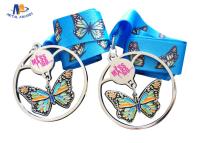 China Stock Dancing Butterfly Relief Medal 80mm Zinc Alloy Die Cast with Sublimated Ribbon for sale