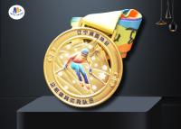 China Round Stock Skiing Medals Imitation Gold Plating 76.2mm Colorful Printing Skater Relief for sale