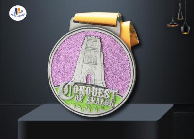 China Custom Soft Enamel Glitter Filled Award Medals 50mm Embossed Logo Business Gift for sale