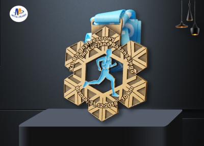 China Custom Die Cast Sport Medals 10K Round Shape with Ribbon 50mm for sale