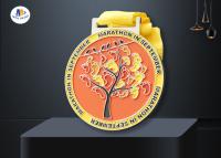 China Custom Marathon Medals Die Struck Soft Enamel 76.2mm Shiny Gold Plating for sale